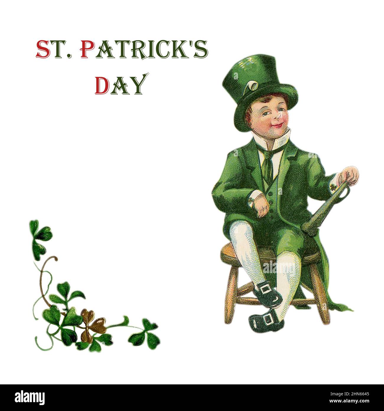 St. Patrick's Day. Vintage postcard. Cartoon style Illustration Stock ...