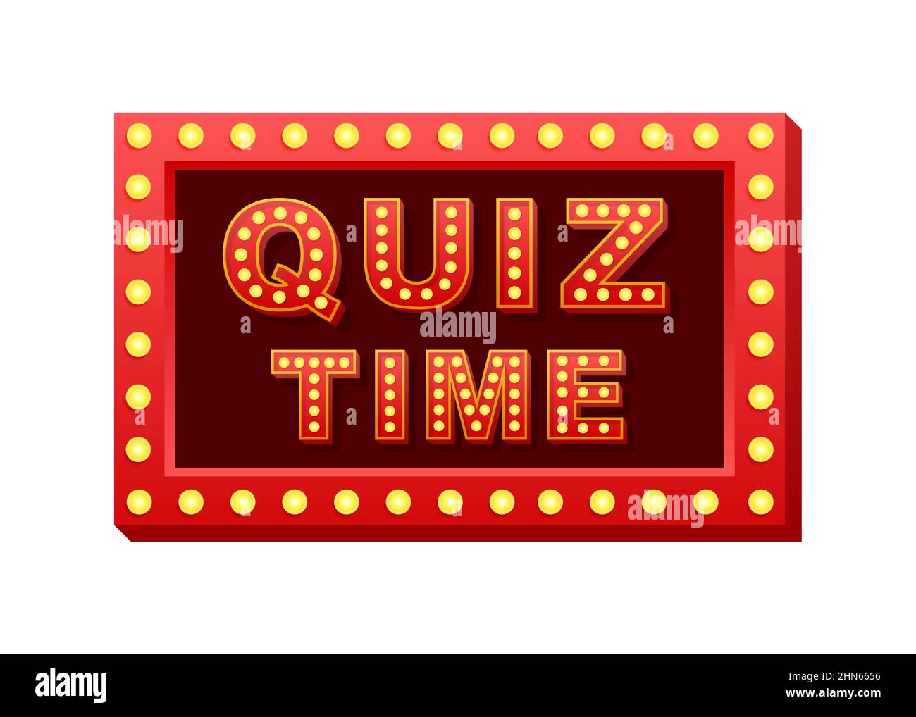Retro light text quiz time. Retro light bulb. Vector stock illustration ...