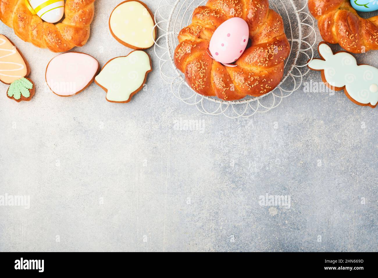Spanish Easter cake. Traditional mona de pascua typical in Spain with ...