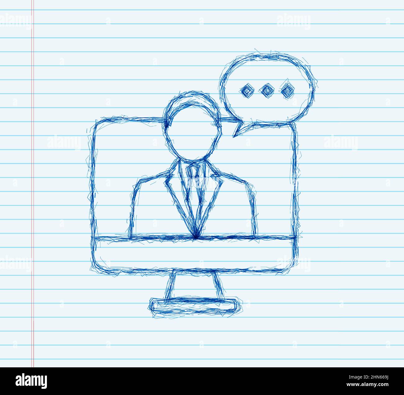 sketch illustration with customer service. vector illustration ...