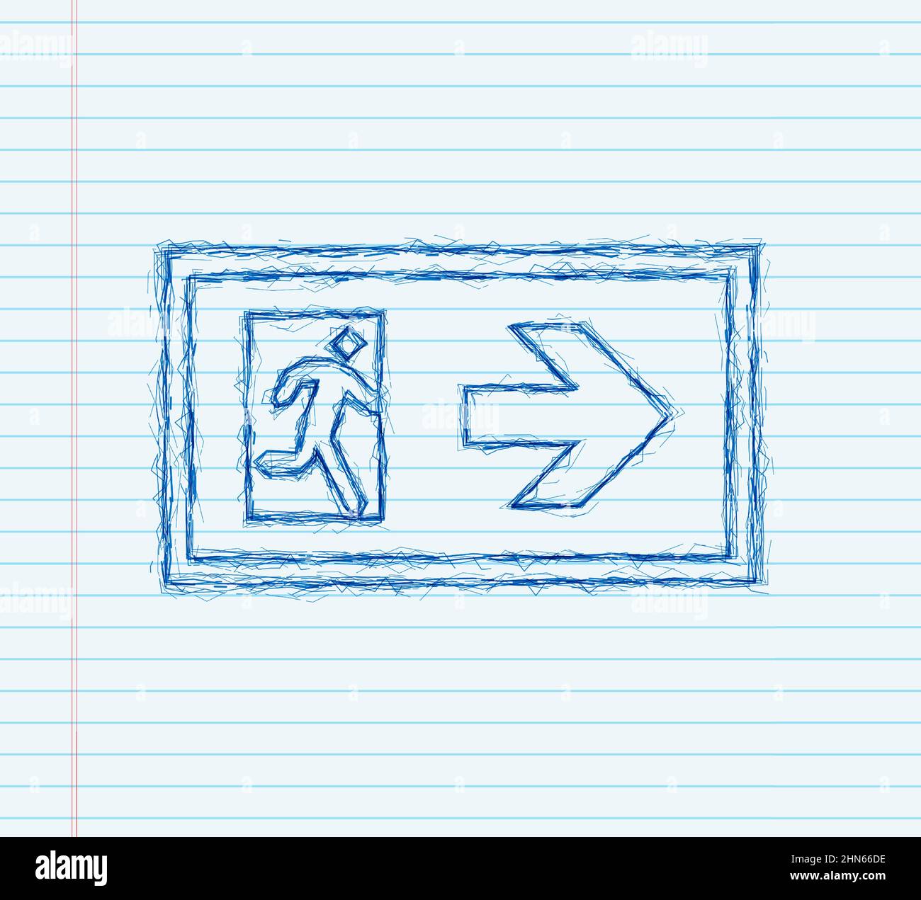 Emergency exit sign. Protection symbol. Fire sketch icon Stock Vector ...