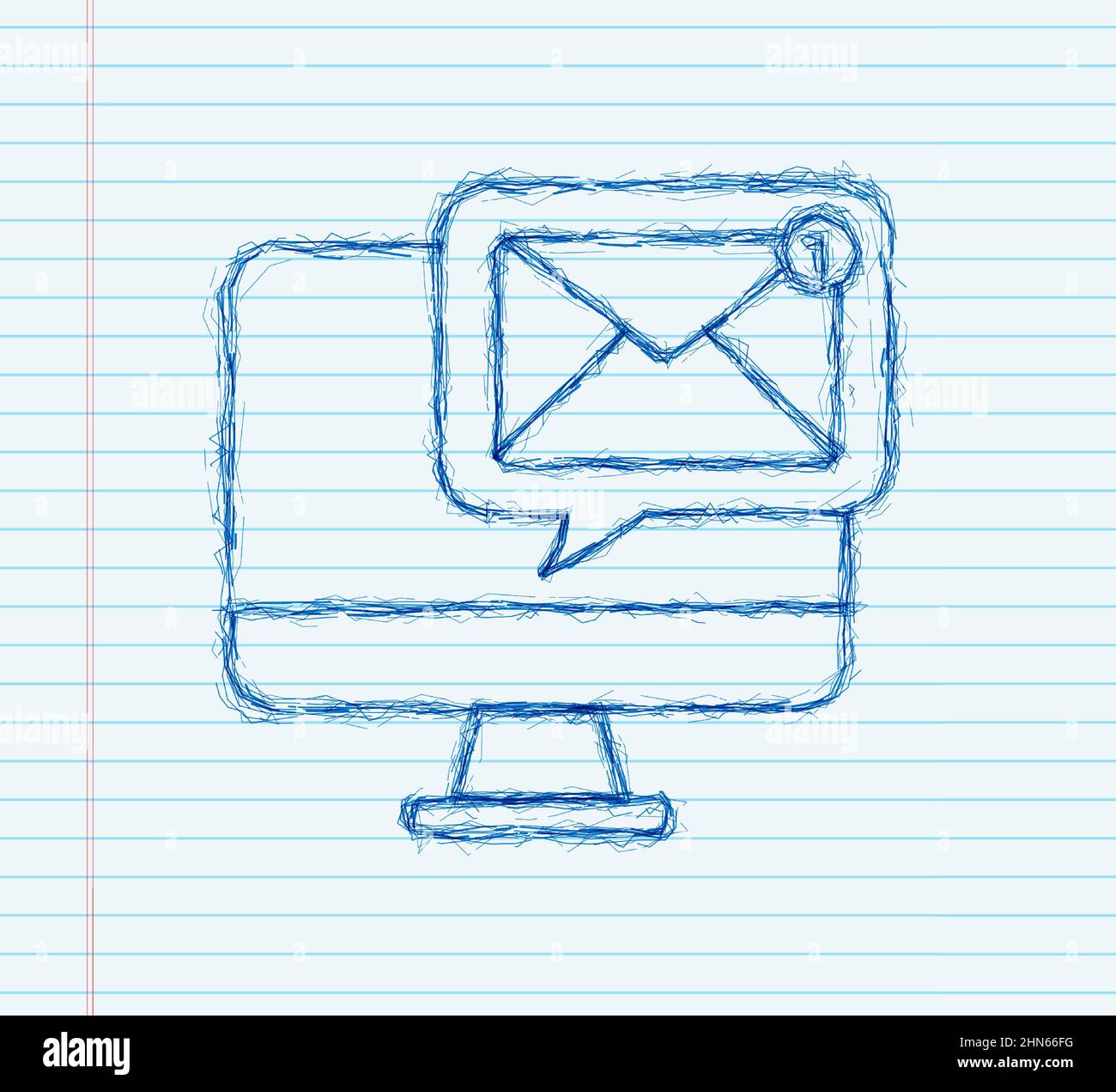 Email notification concept. sketch icon. New email on the smart phone ...