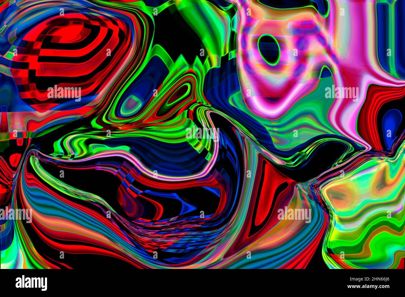 Abstract background, psychedelic pattern in neon colors of a digital ...