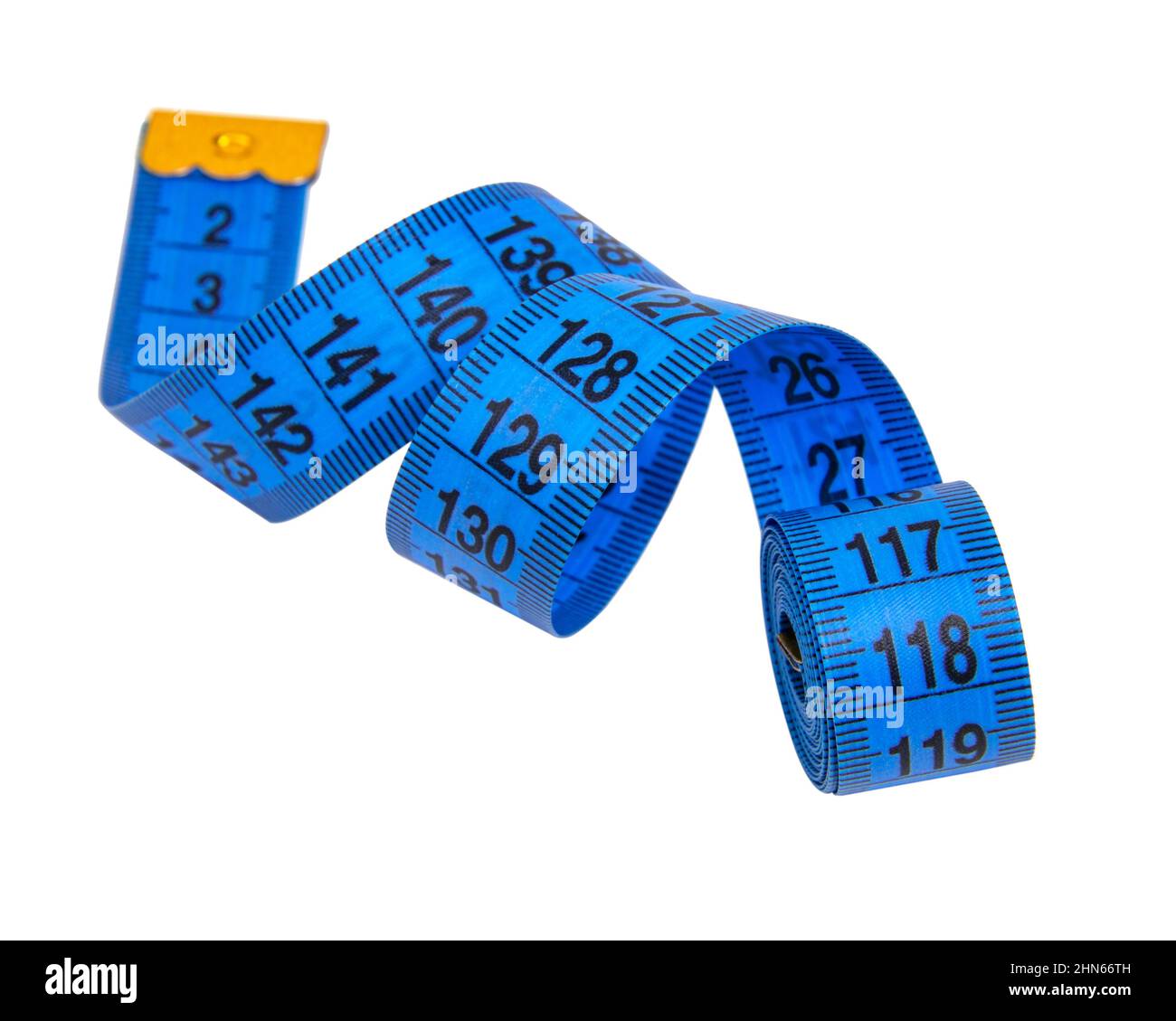 Blue tape measure spiral isolated on the white backgound Stock Photo ...