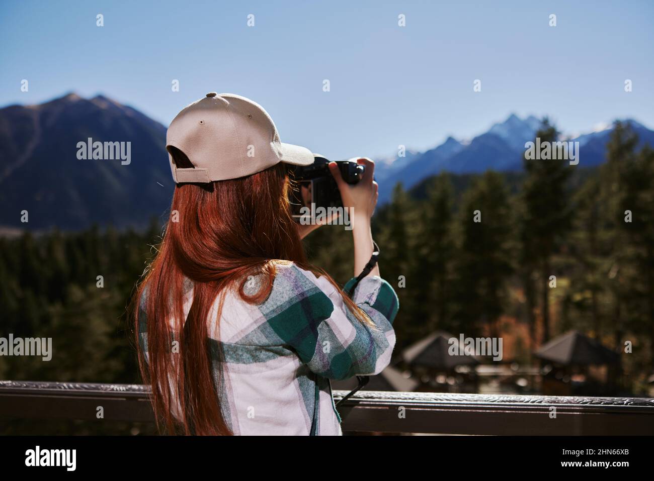 woman Photographer outdoors travel adventure landscape Professional ...