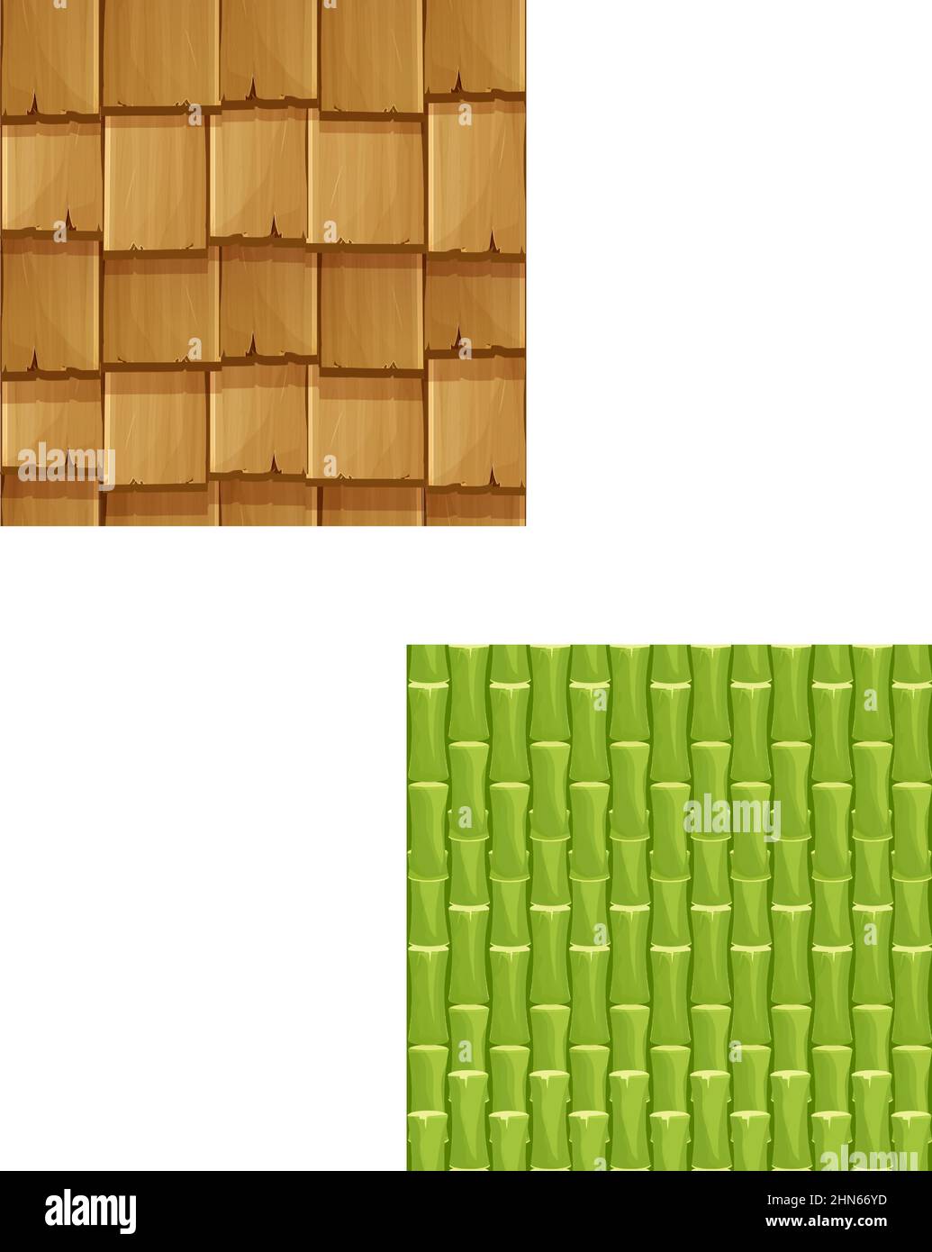 Green bamboo background in cartoon style. Wall, roof from sticks ...