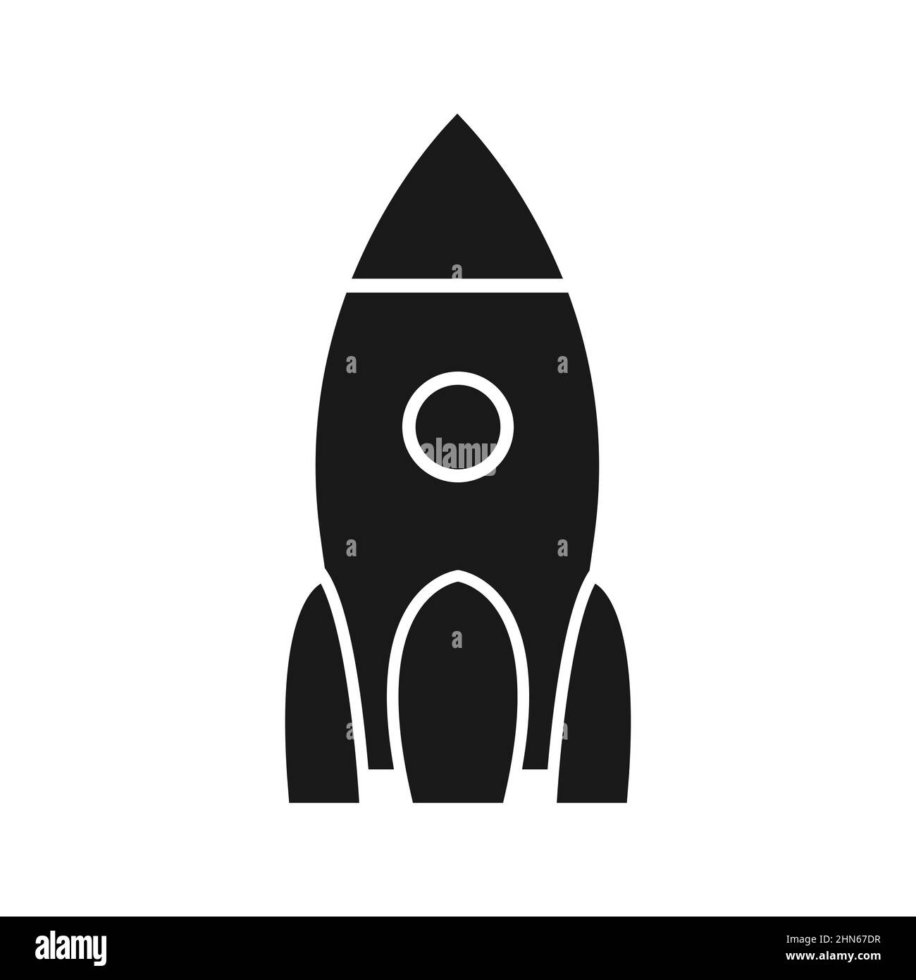 Spaceship flat icon on white background. Symbol of science, space and ...
