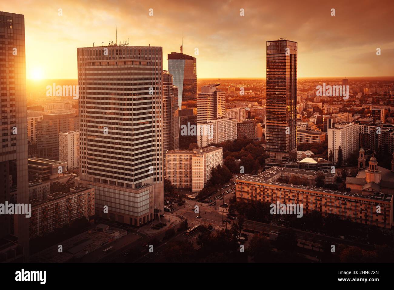 Warsaw sunset aerial hi-res stock photography and images - Alamy