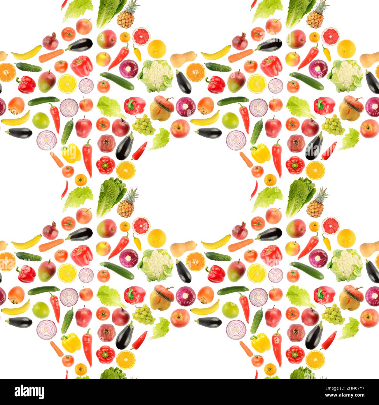Seamless pattern from large number of fresh vegetables and fruits ...