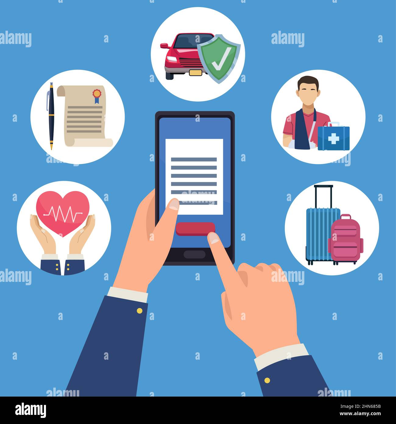 smartphone and insurance icons Stock Vector Image & Art - Alamy
