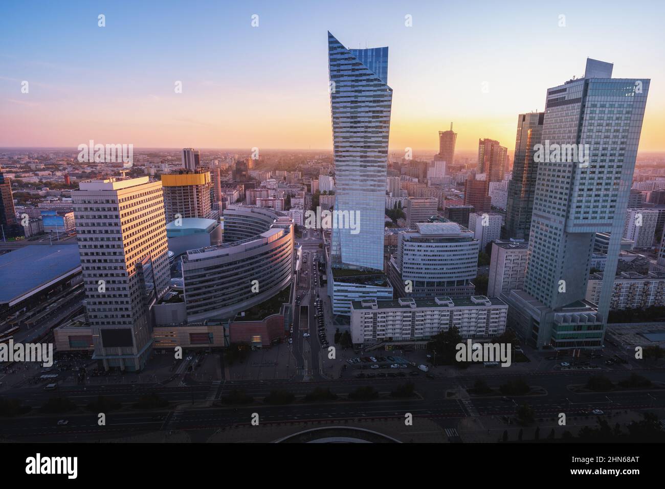 Warsaw sunset aerial hi-res stock photography and images - Alamy