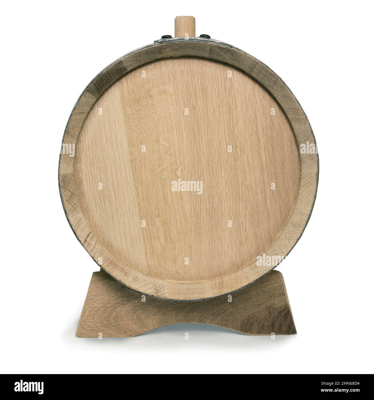 Bottom of an oak barrel with a stand on a white background isolated ...