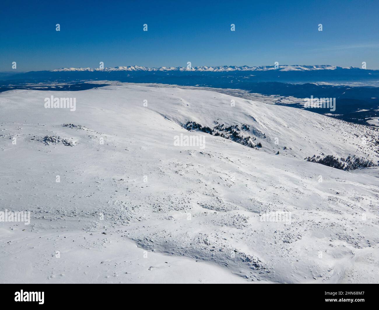 Aerial Winter view of Vitosha Mountain near Cherni Vrah peak, Sofia ...