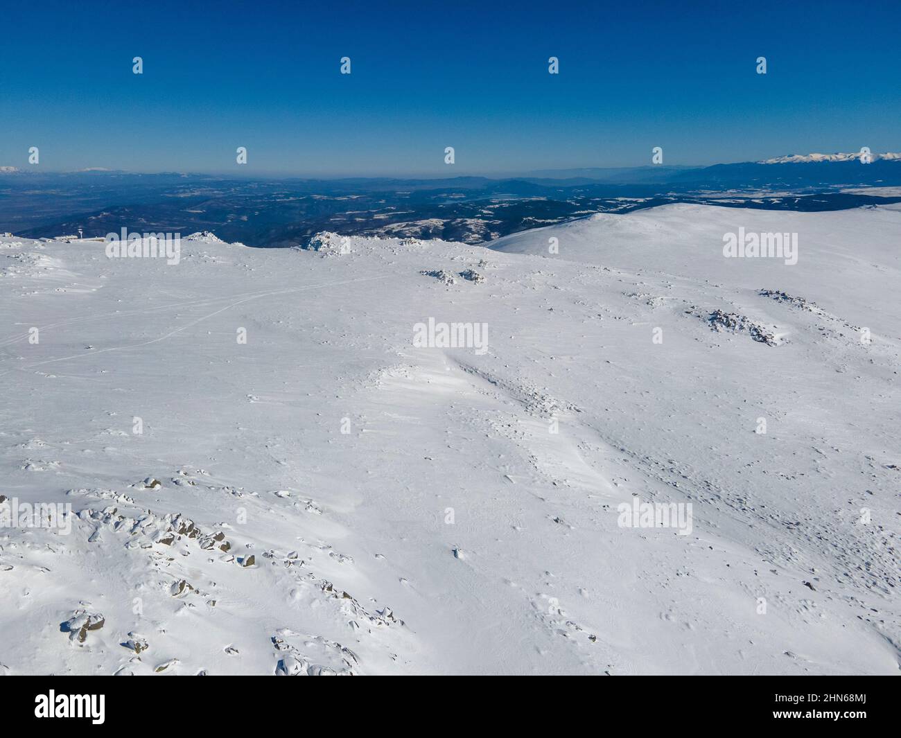 Aerial Winter view of Vitosha Mountain near Cherni Vrah peak, Sofia ...