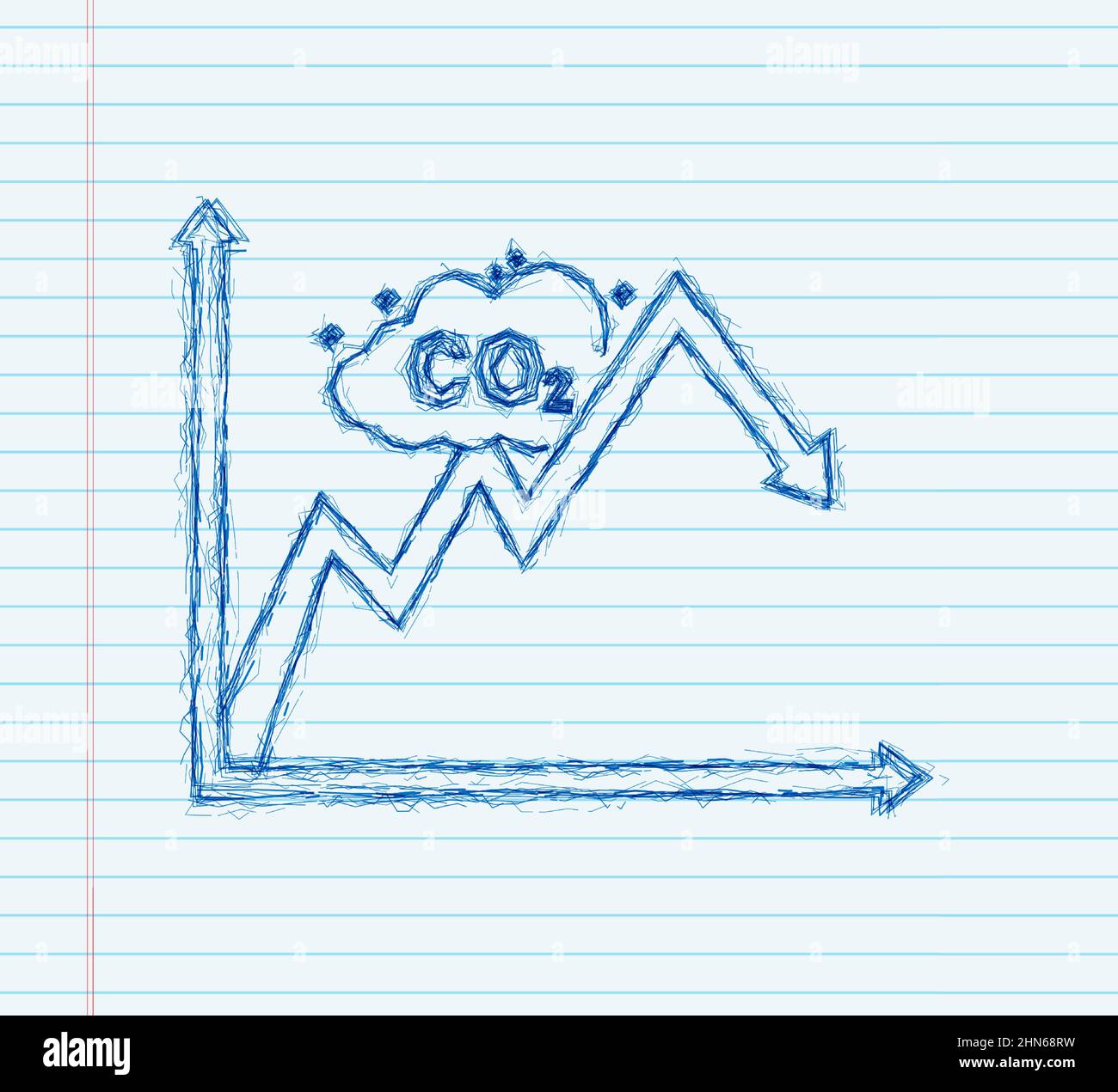 CO2 decrease logo in sketch style isolated on empty background. sketch icon on white backdrop ...