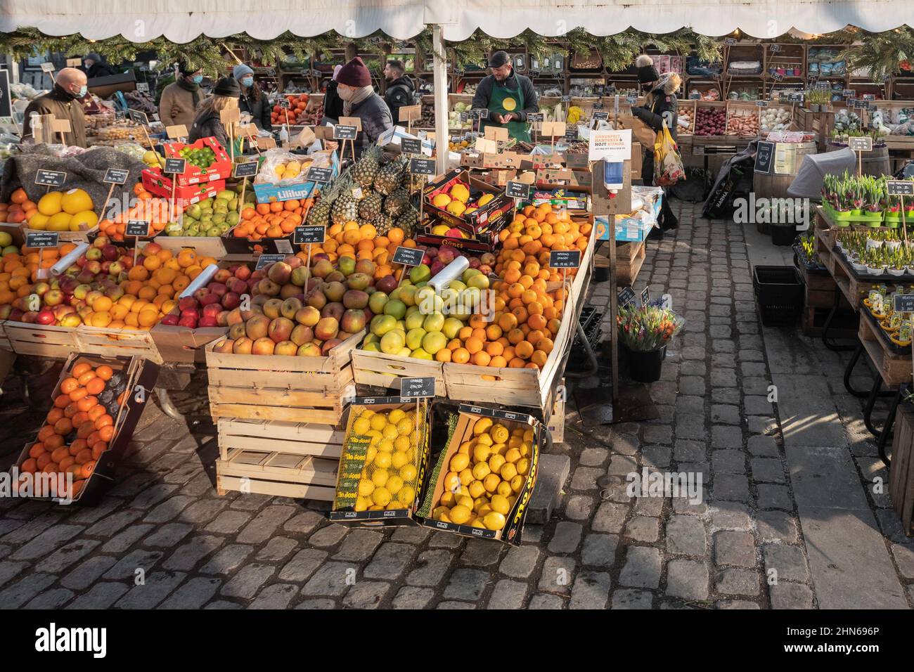 Torvehallerne - Fresh food market outside in Copenhagem, Denmark Stock ...