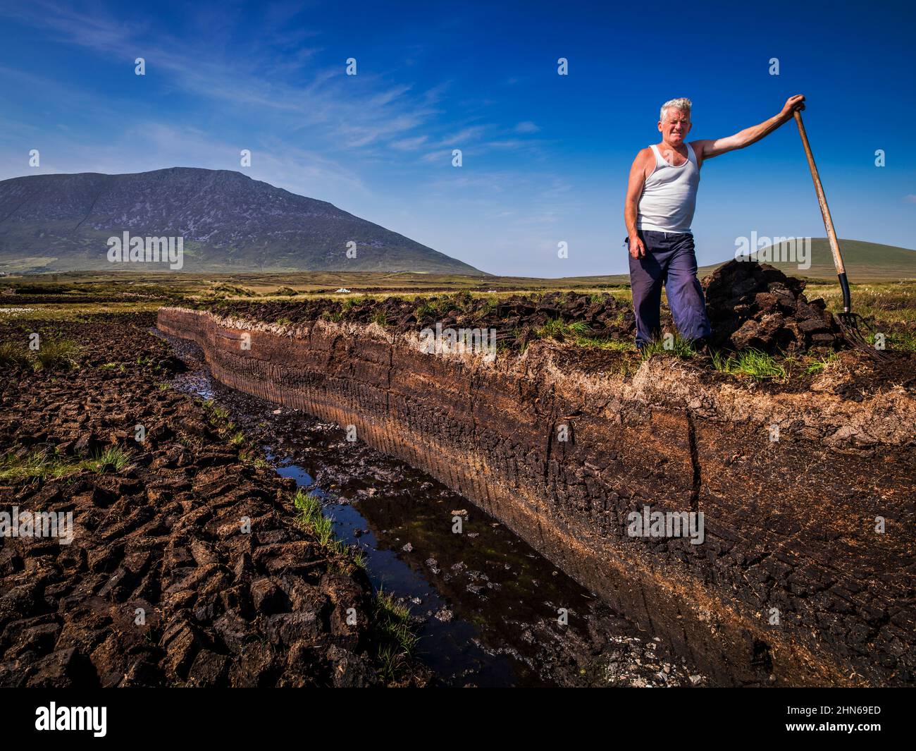 Turf Cutting, Achill Island, County Mayo, Ireland Stock Photo - Alamy