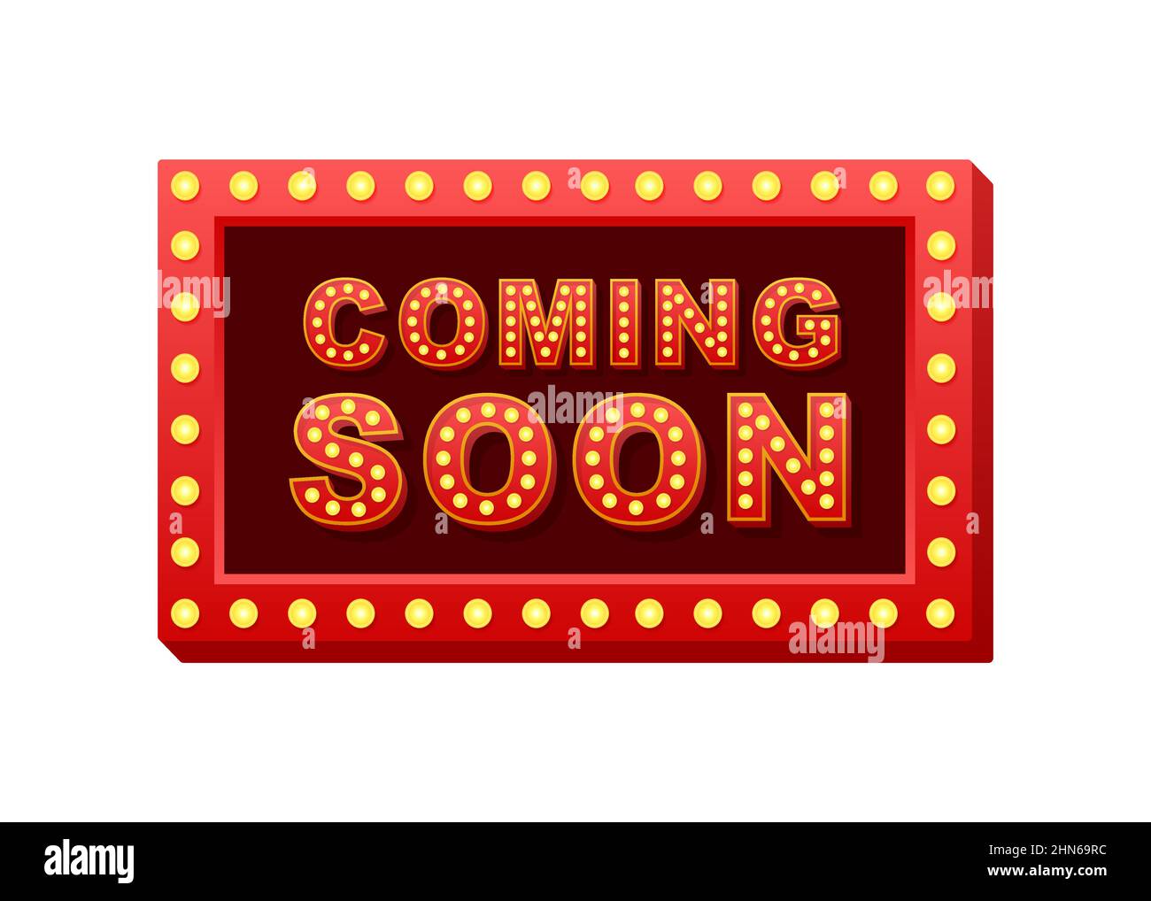 Retro light text Coming soon. Retro light bulb. Vector stock ...