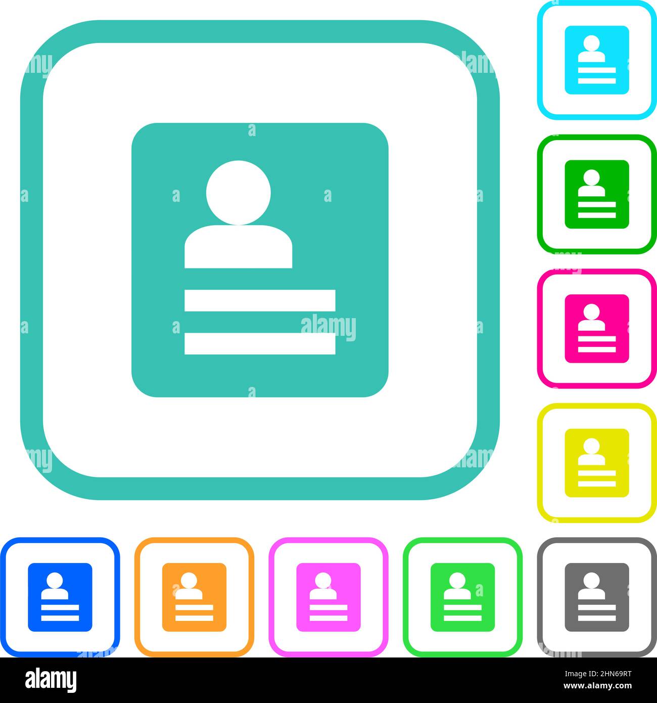 User profile solid vivid colored flat icons in curved borders on white ...