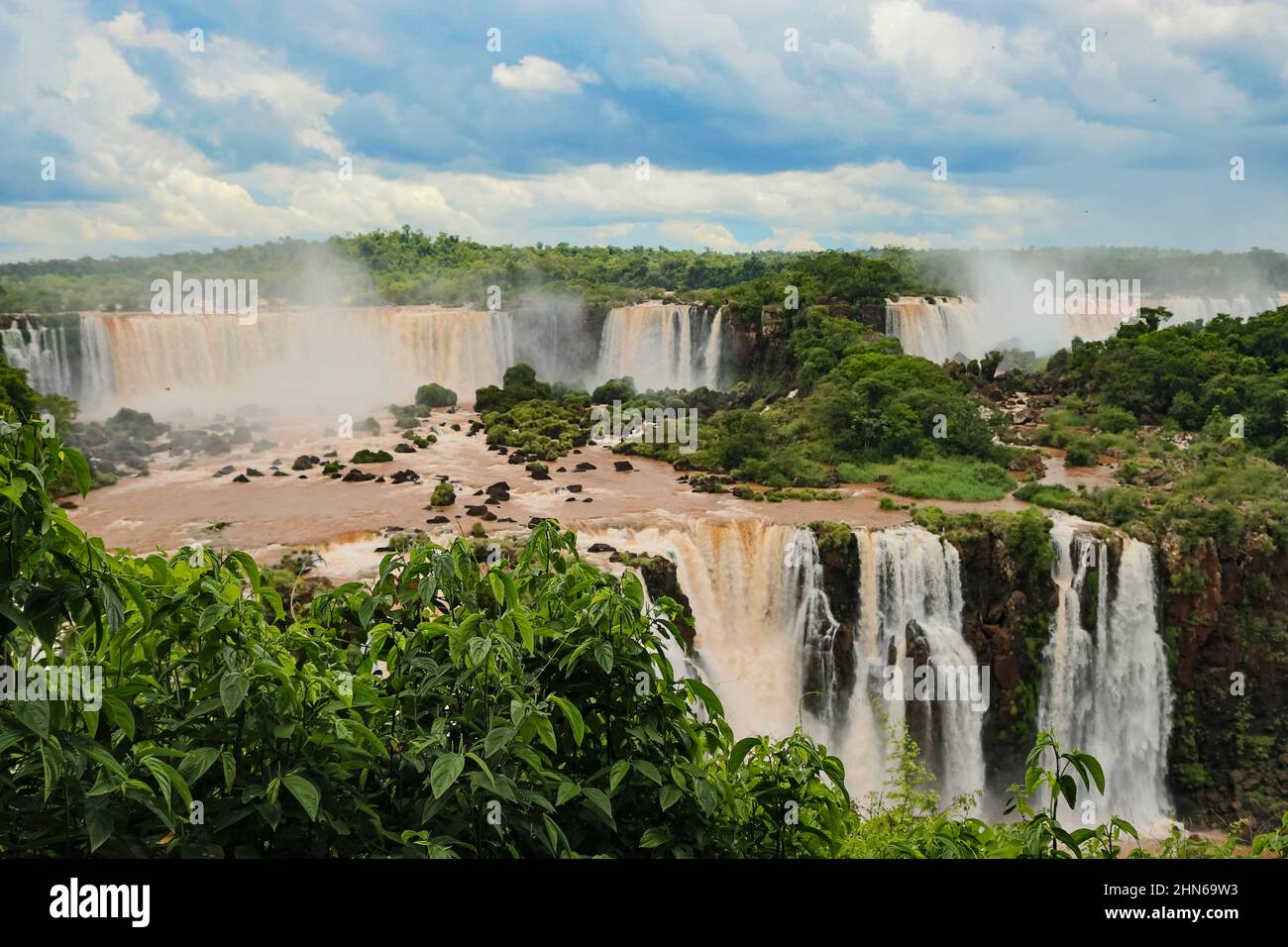 Iguazu Falls on the border of Brazil and Argentina. One of the world's ...