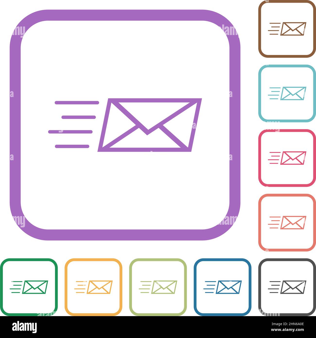 Sending express mail outline simple icons in color rounded square ...