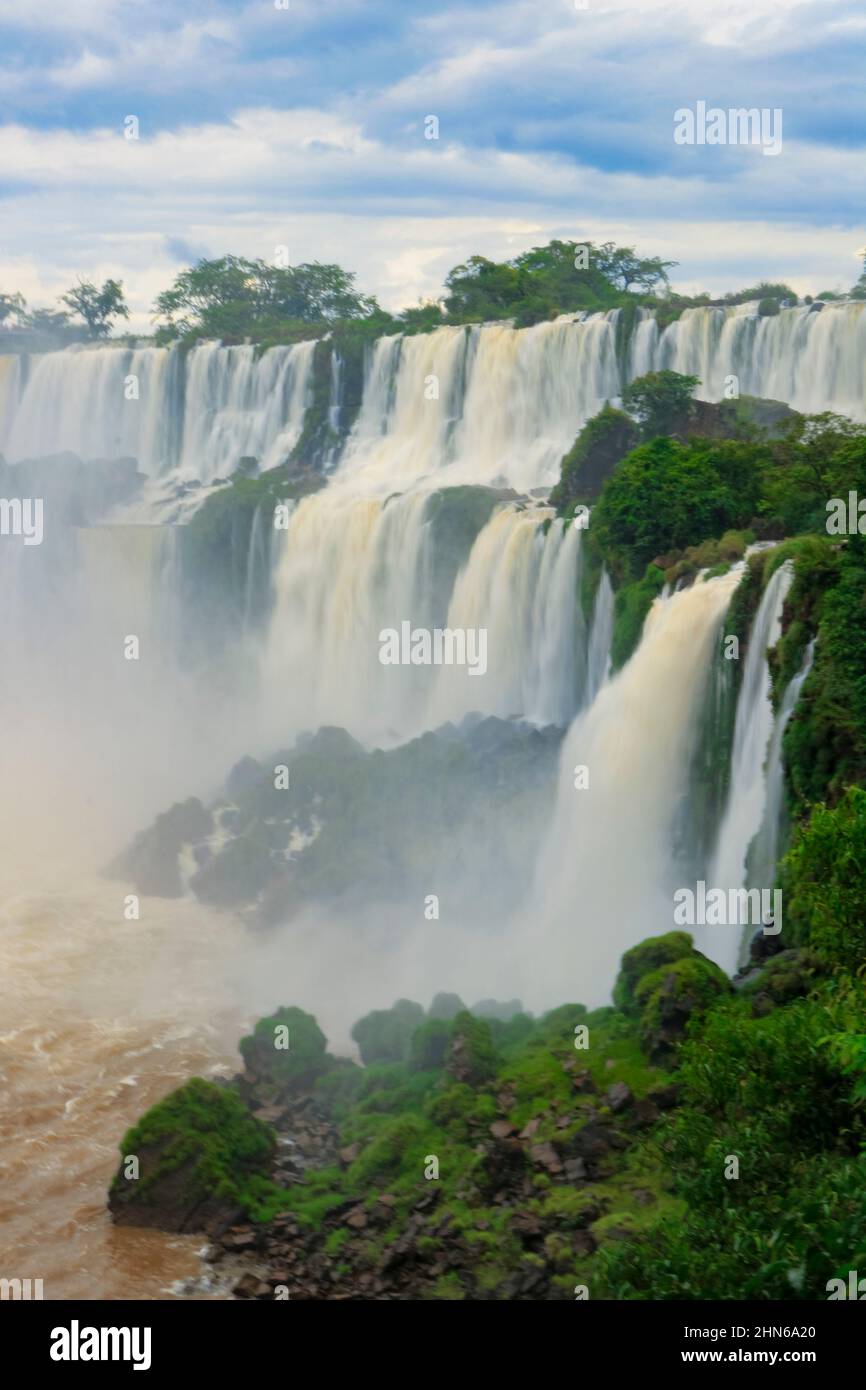 Iguazu Falls on the border of Brazil and Argentina. One of the world's ...