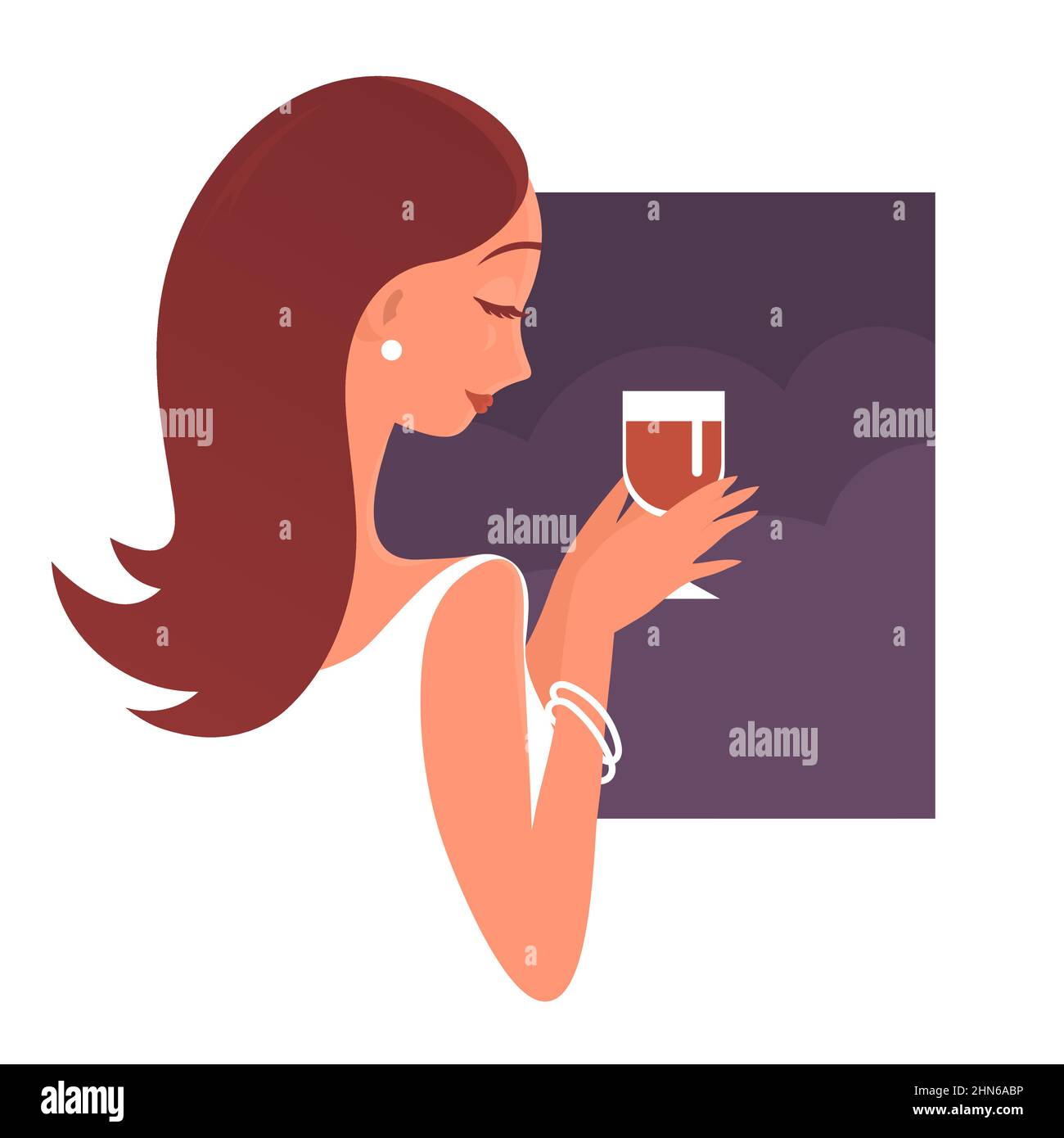 Woman Drinking Alcohol Cartoon