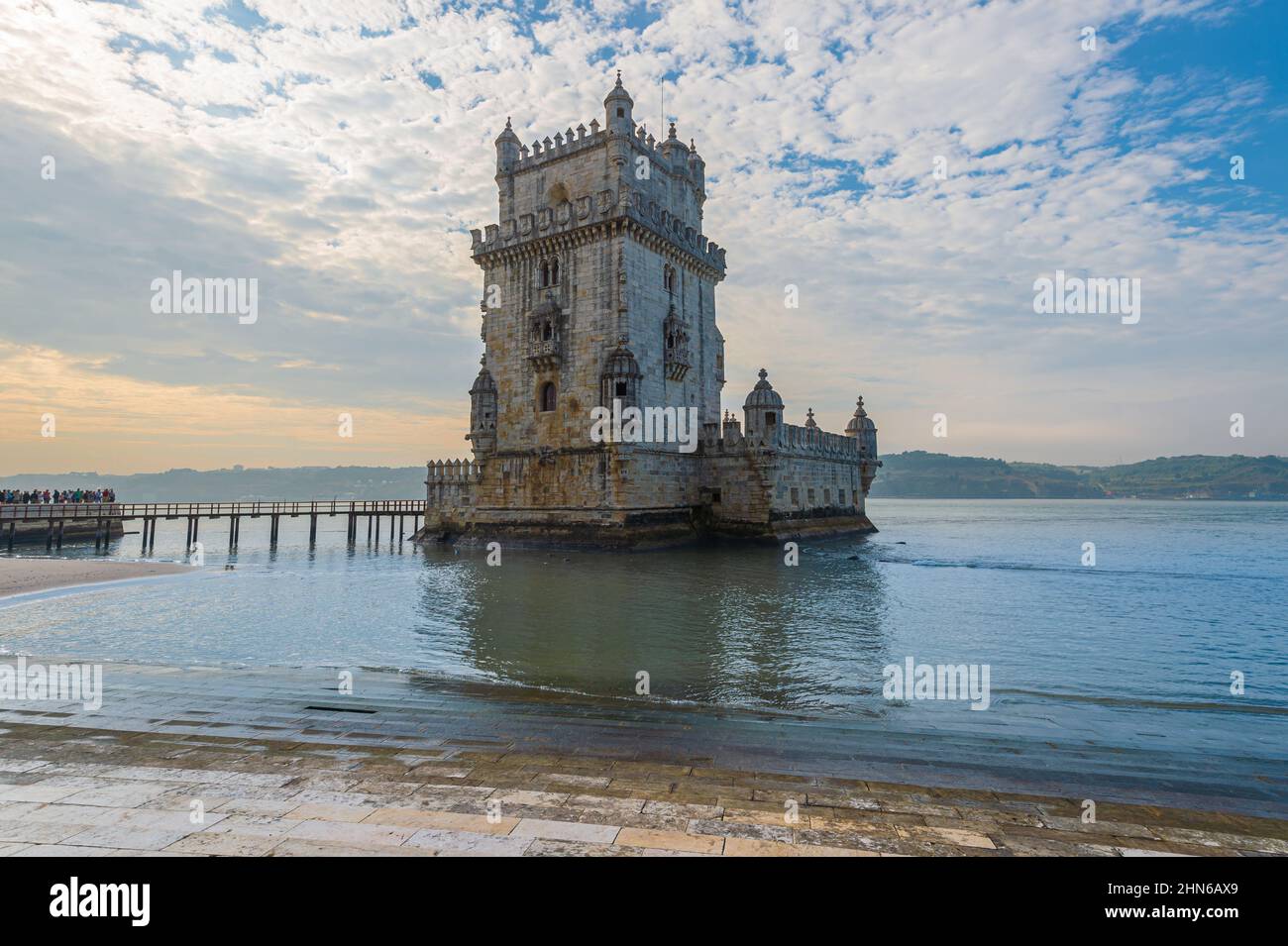 Exterior of Torre de Belem/Belem Tower - Tagus River, Lisbon, Portugal ...