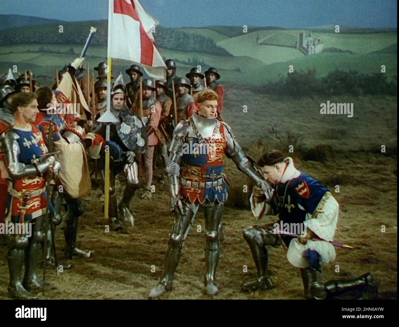 London.UK. Laurence Olivier (as Henry V) and Ralph Truman in a scene in the (C) Eagle-Lion ...
