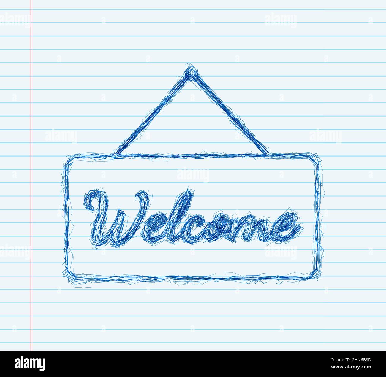 Welcome hanging sign. Sign for door. sketch icon. Vector illustration ...
