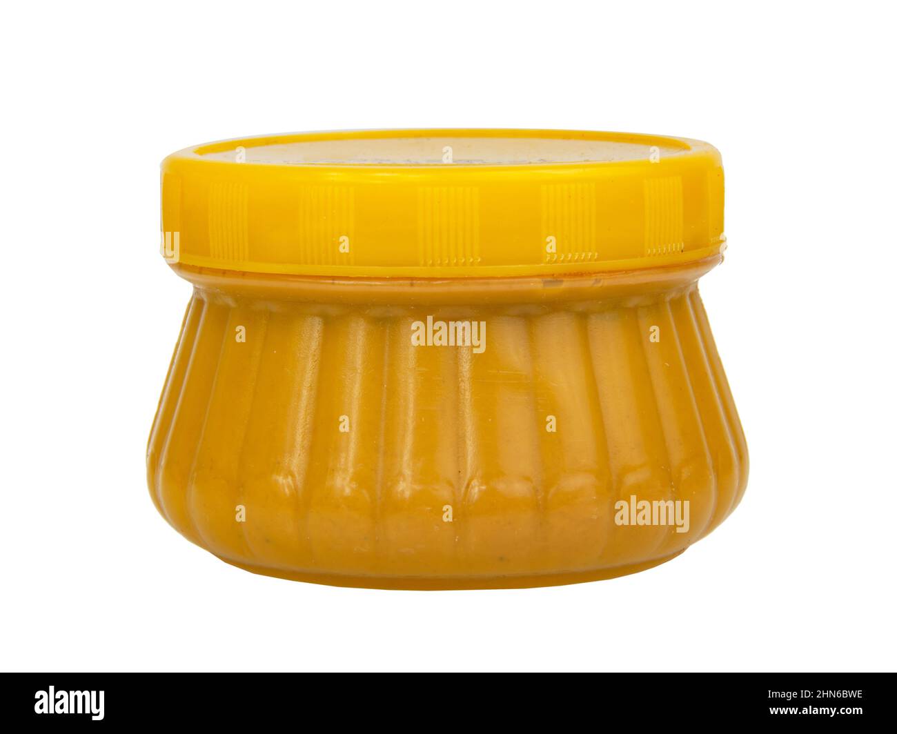 Yellow box pack for mustard isolated on the white background Stock ...