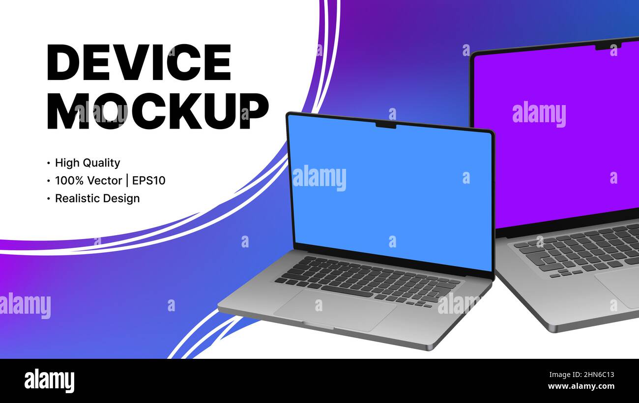 Creative Banner Template with Two Blank Laptop Models. Vector ...