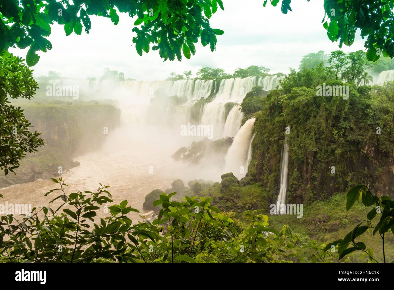 Iguazu Falls on the border of Brazil and Argentina. One of the world's ...