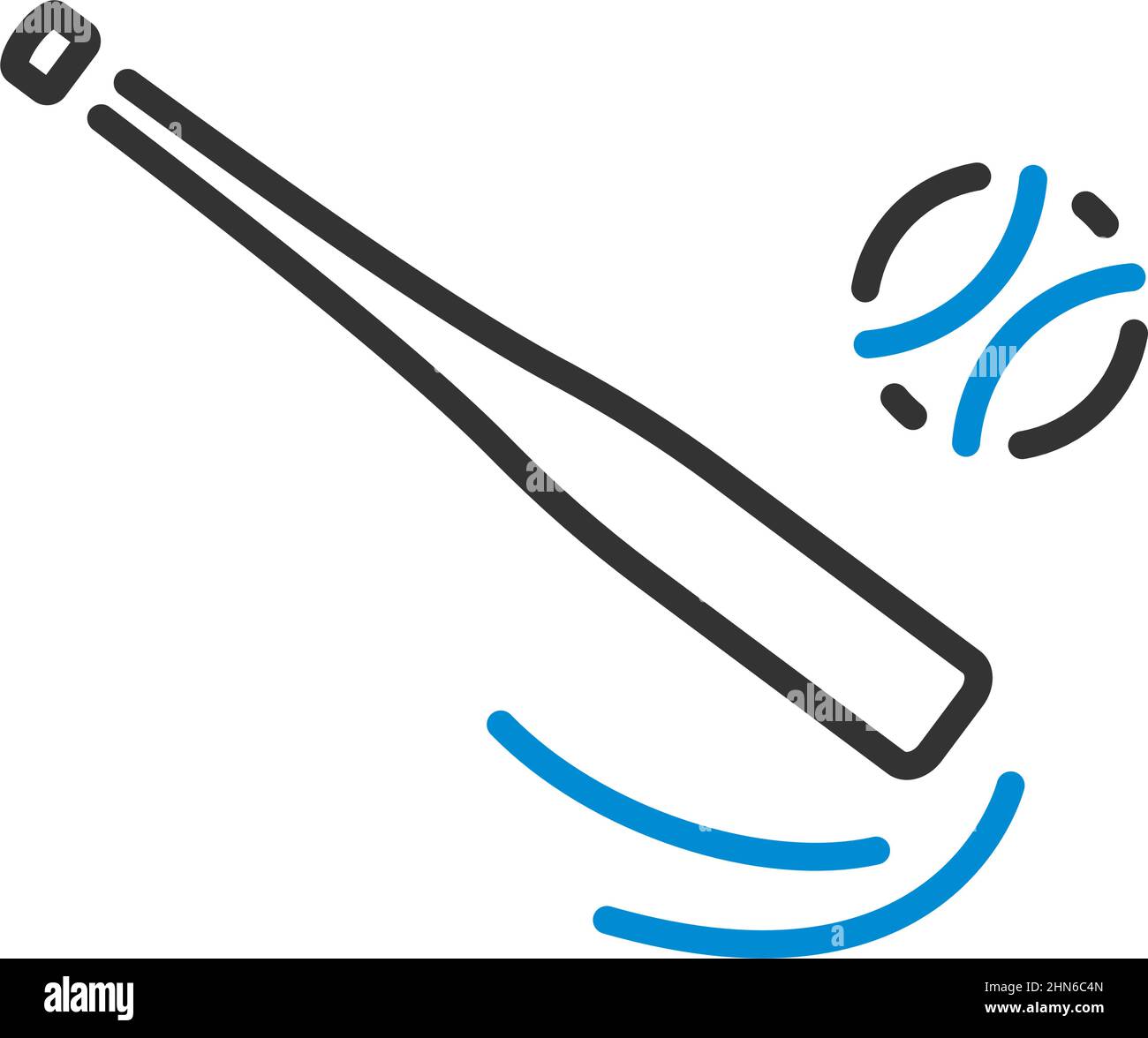 Baseball But Hits To Ball Icon. Editable Bold Outline With Color Fill ...