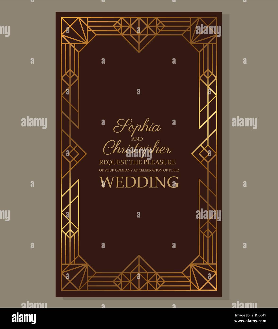brown wedding invitation Stock Vector Image & Art - Alamy