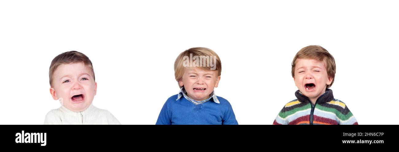 Cute children crying isolated on a white background Stock Photo - Alamy
