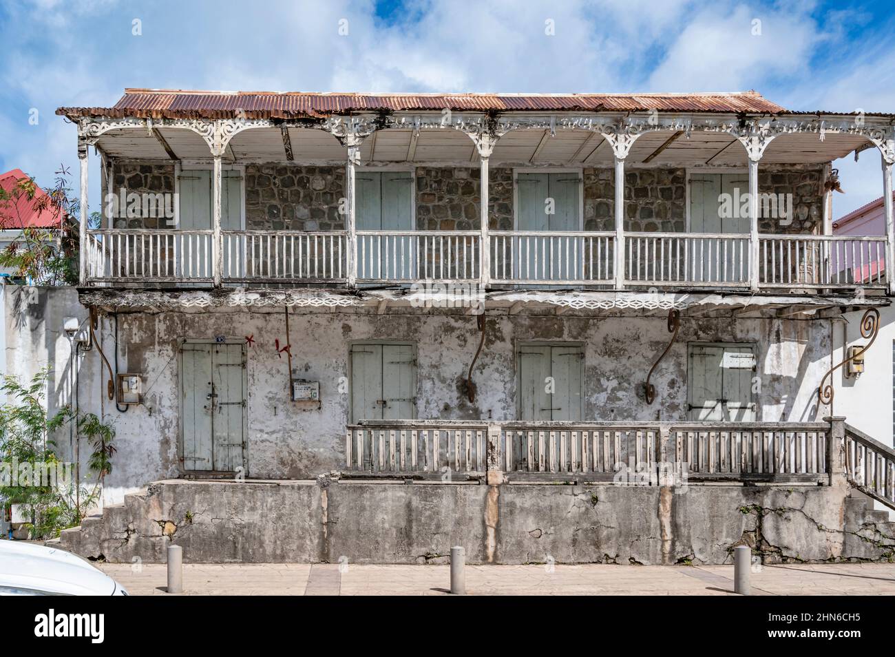 Traditional Caribbean architecture of Marigot, capital of the French ...