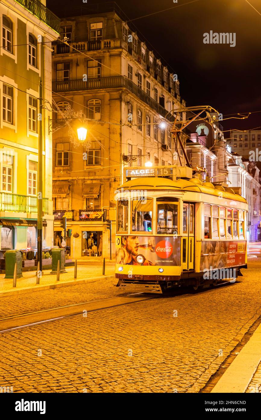 Lisbon, Portugal - October 24-30, 2020: Night view of Lisbon, the ...