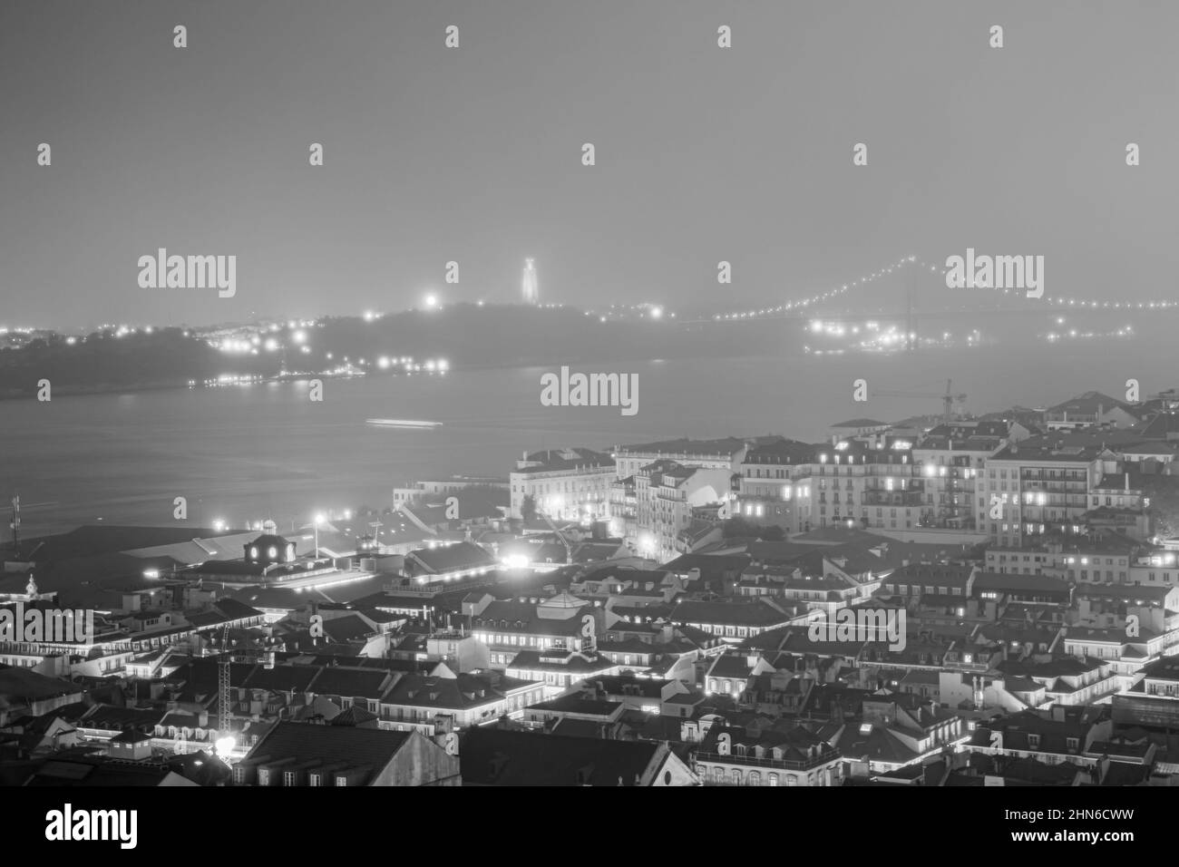 Lisbon, Portugal - October 24-30, 2020: Night view of Lisbon, the ...