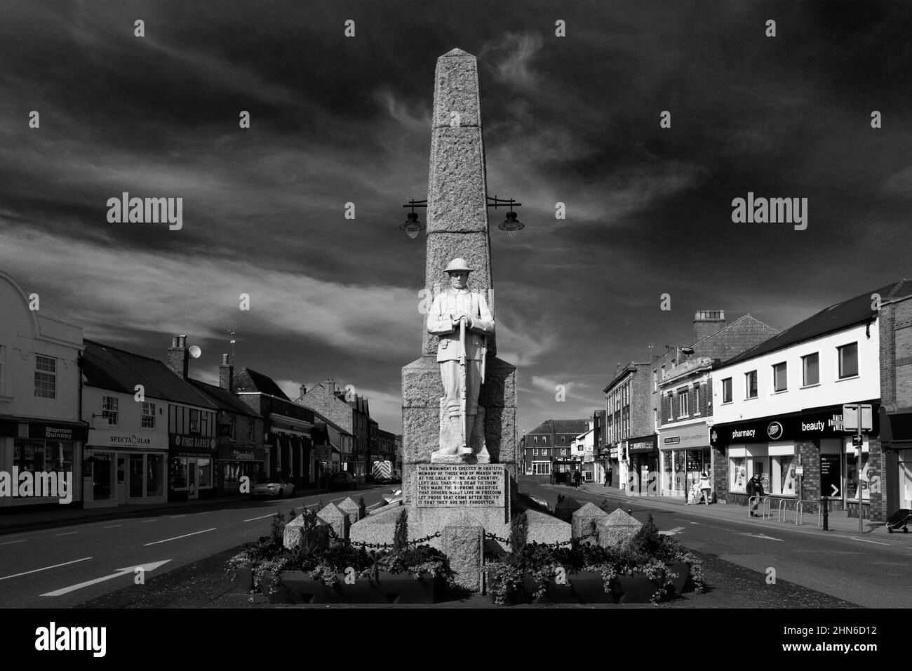 The War memorial in Broad Street, March town, Cambridgeshire; England ...