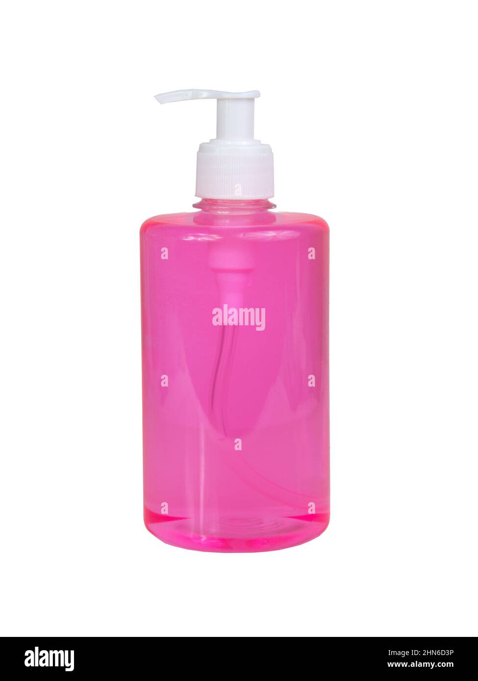 Pink liquid soap bottle for shower isolated on the white background ...
