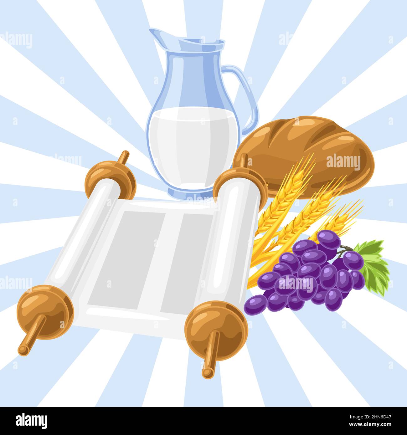 Happy Shavuot illustration. Holiday background with Jewish traditional ...
