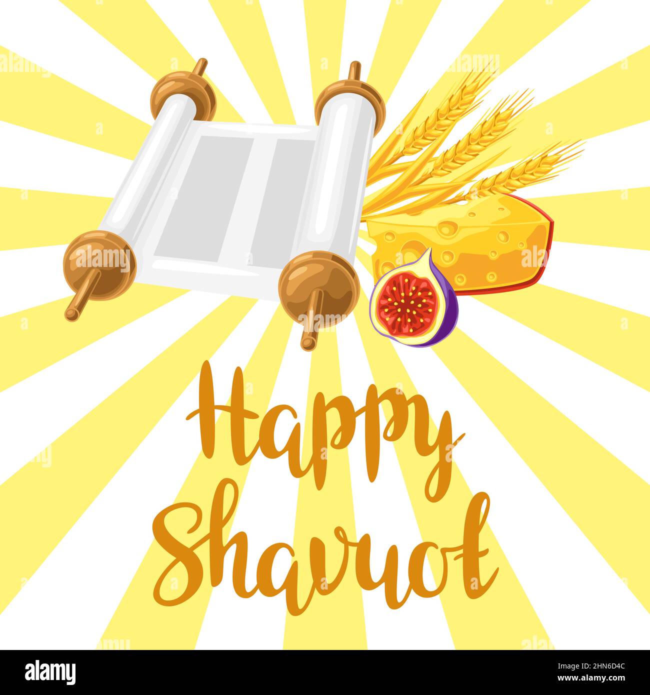 Happy Shavuot illustration. Holiday background with Jewish traditional ...