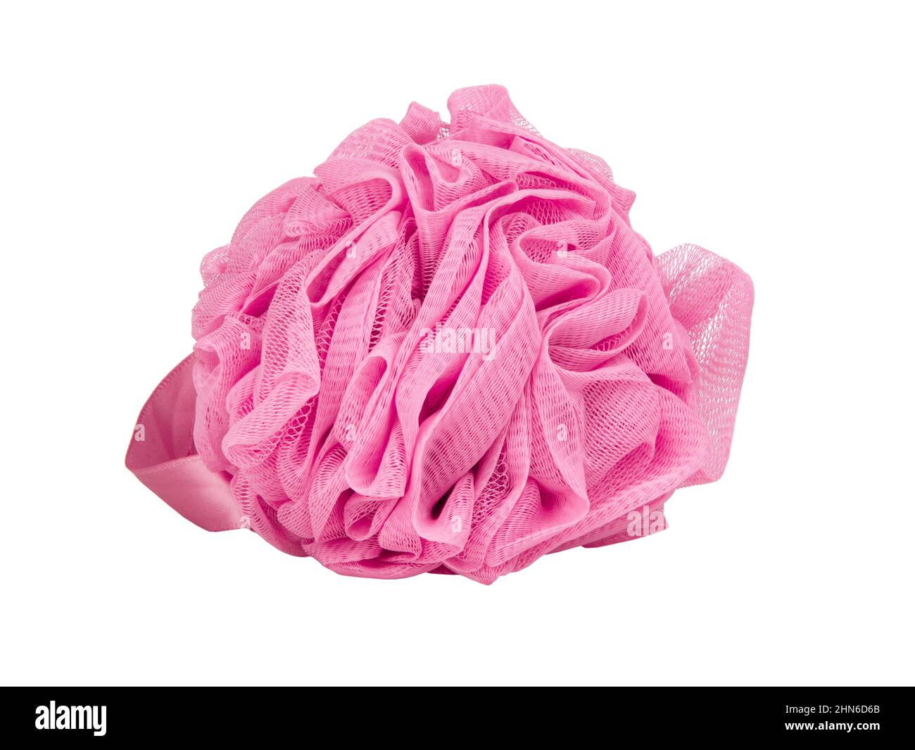 Pink puff sponge for shower bath isolated on the white background Stock ...