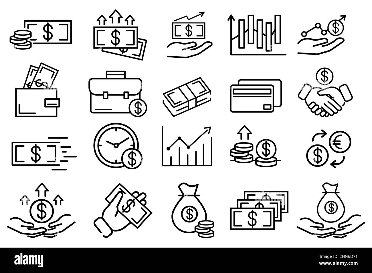 Set of financial things flat icons. Pictograms for web. Line stroke ...