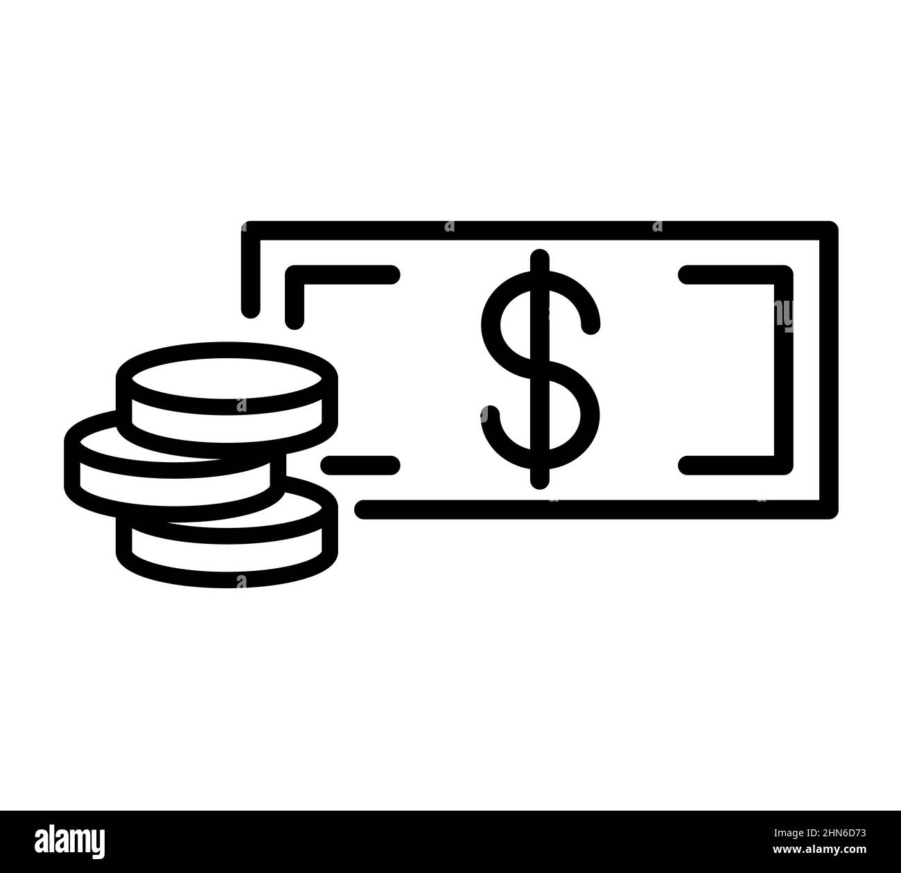 Stack of money flat icon. Dollar pictogram for web. Line stroke. Cash ...