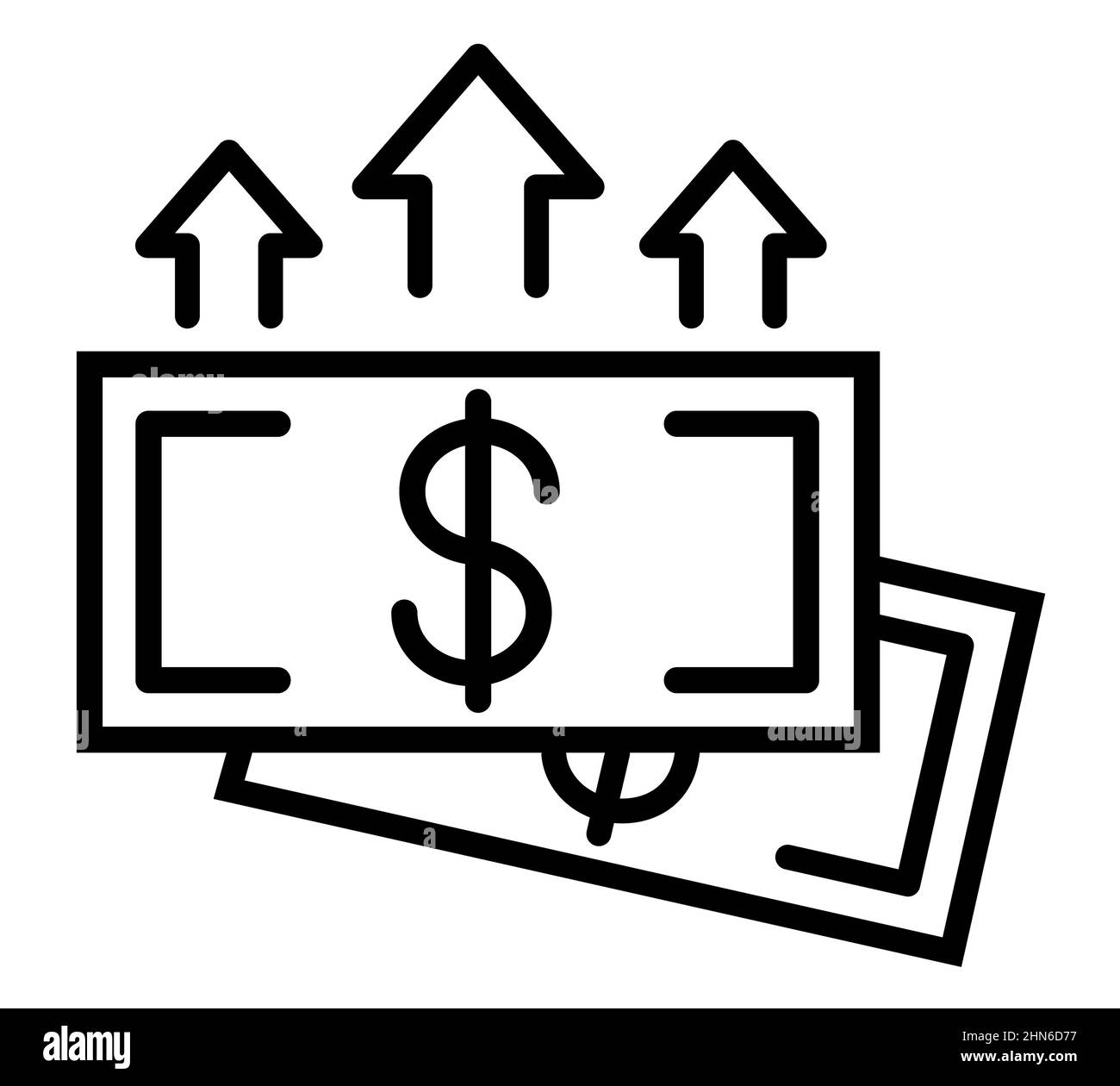 Stack of money flat icon. Dollar pictogram for web. Line stroke. Cash ...