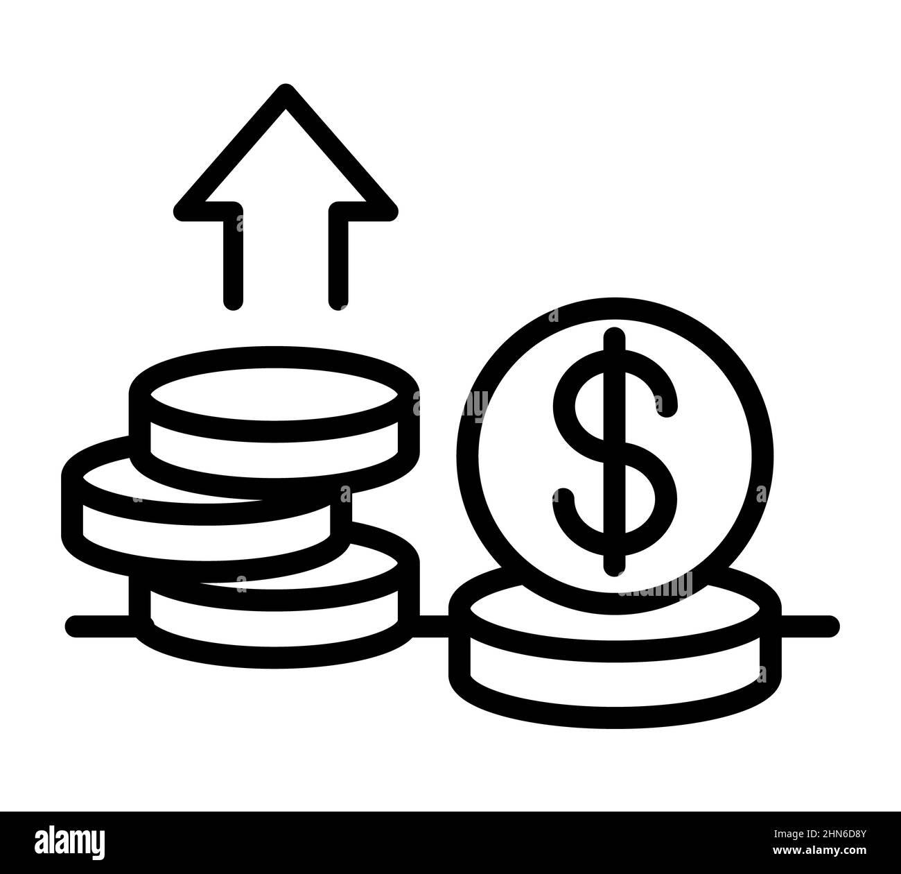 Stack of money flat icon. Dollar pictogram for web. Line stroke. Cash ...