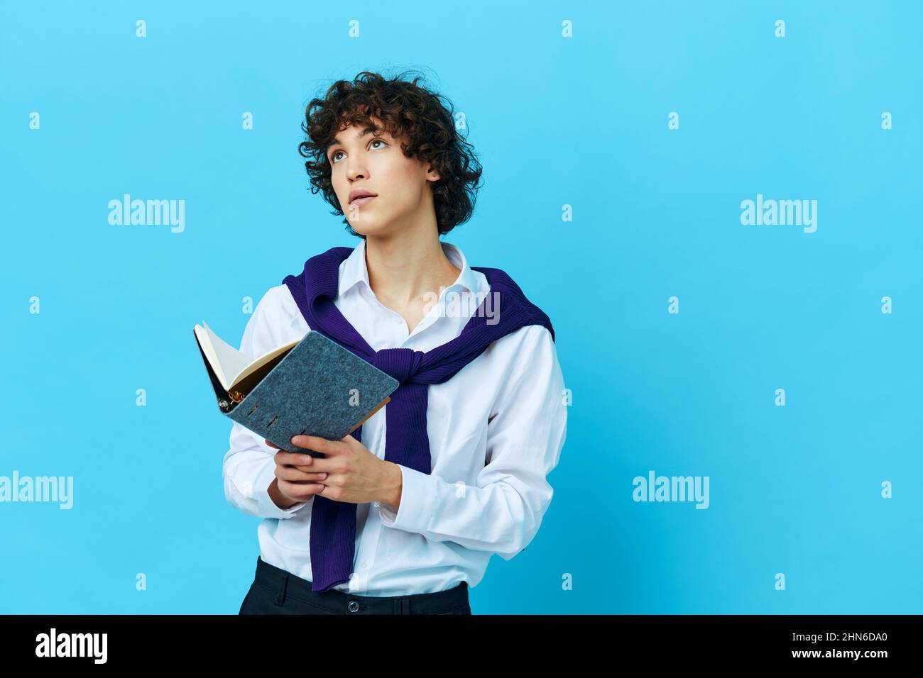 student with a book college learning jacket Lifestyle school Stock ...
