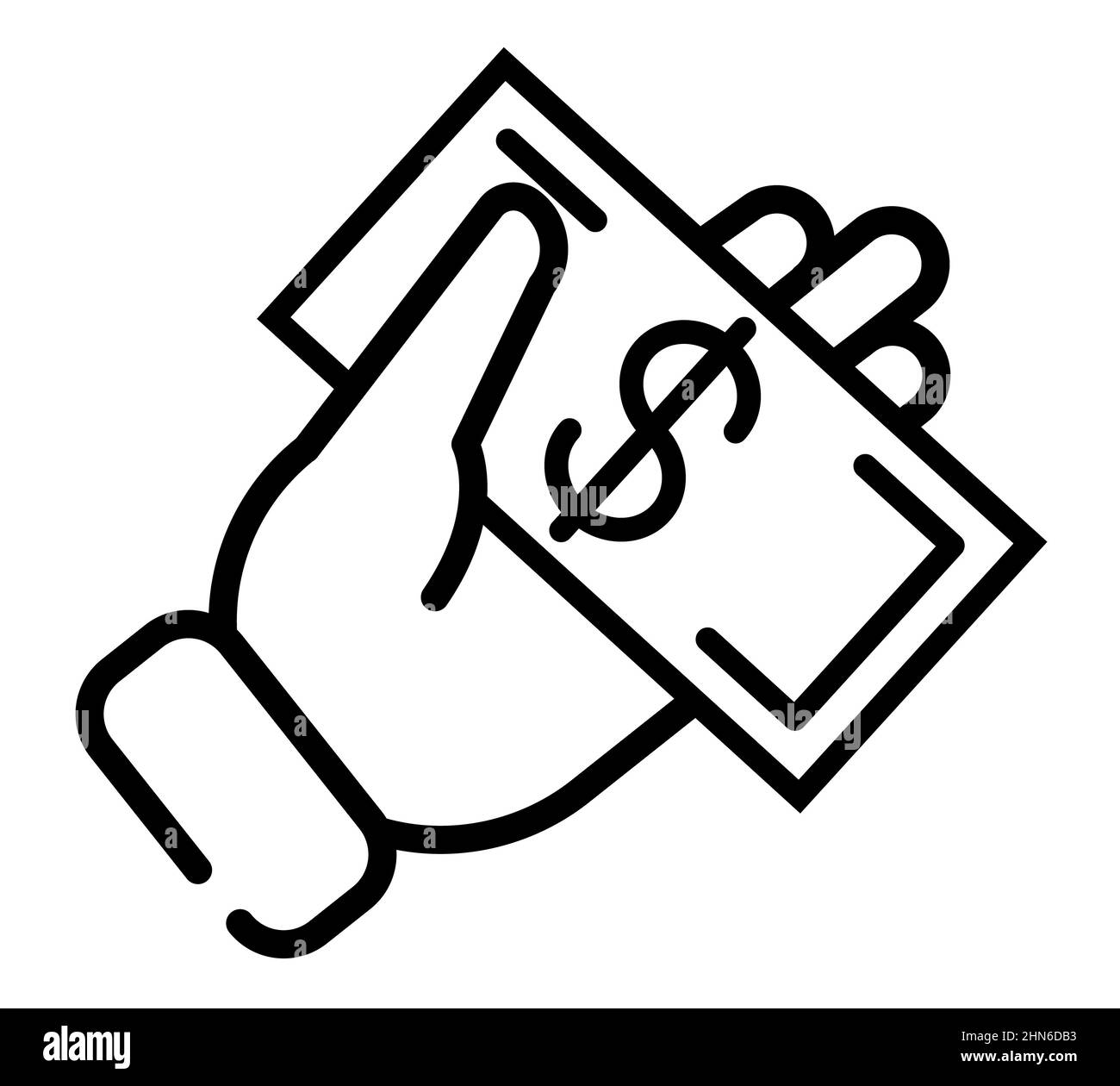 Hand with dollar symbol flat icon. Pictogram for web. Line stroke. Hand ...